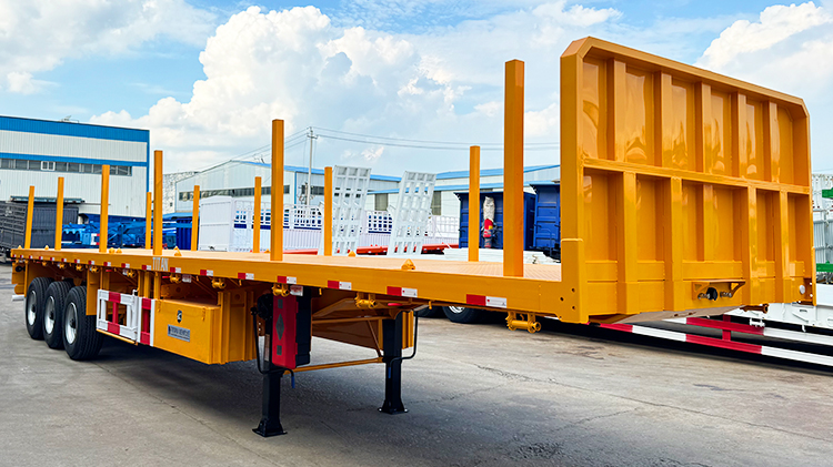 3 Axle Flatbed Trailer with Columns | Column Semi Trailer for Sale in ...