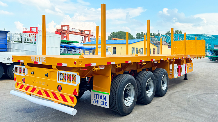 3 Axle Flatbed Trailer with Columns | Column Semi Trailer for Sale in ...
