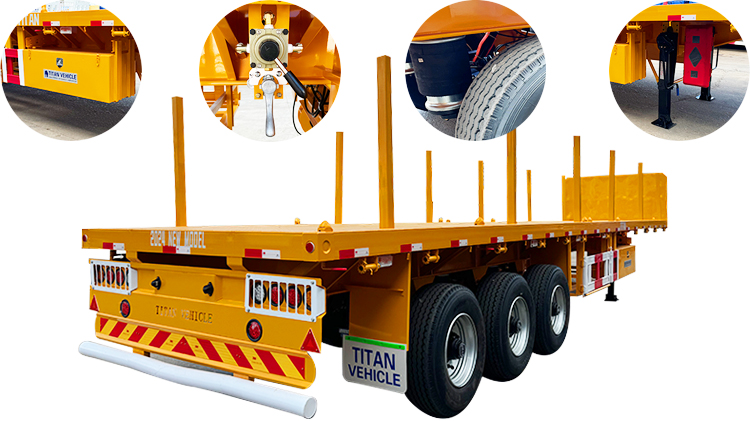 3 Axle Flatbed Trailer with Columns | Column Semi Trailer for Sale in ...